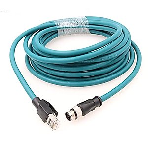 ZBLZGP M12 4 Position D-Coded Male to RJ45 Cat5e Ethernet Waterproof Cable Industrial Field-wireable Machinery Sensor Camera (2M)