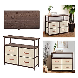 AZL1 Life Concept Dresser with Shelves-Storage Chest for Bedroom, Living Room, Hallway, Closet Organizer with Sturdy Steel Frame, Wooden Shelf, Removable Fabric Drawers, Beige