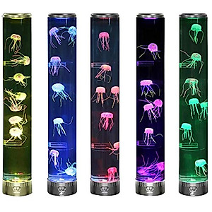 Lightahead LED Jellyfish Aqua Mood Lamp with 5 Color Changing Light Effects .The Ultimate Extra Large Sensory Synthetic Jelly Fish Tank Aquarium Mood Lamp. Ideal Gift (Extra Large)