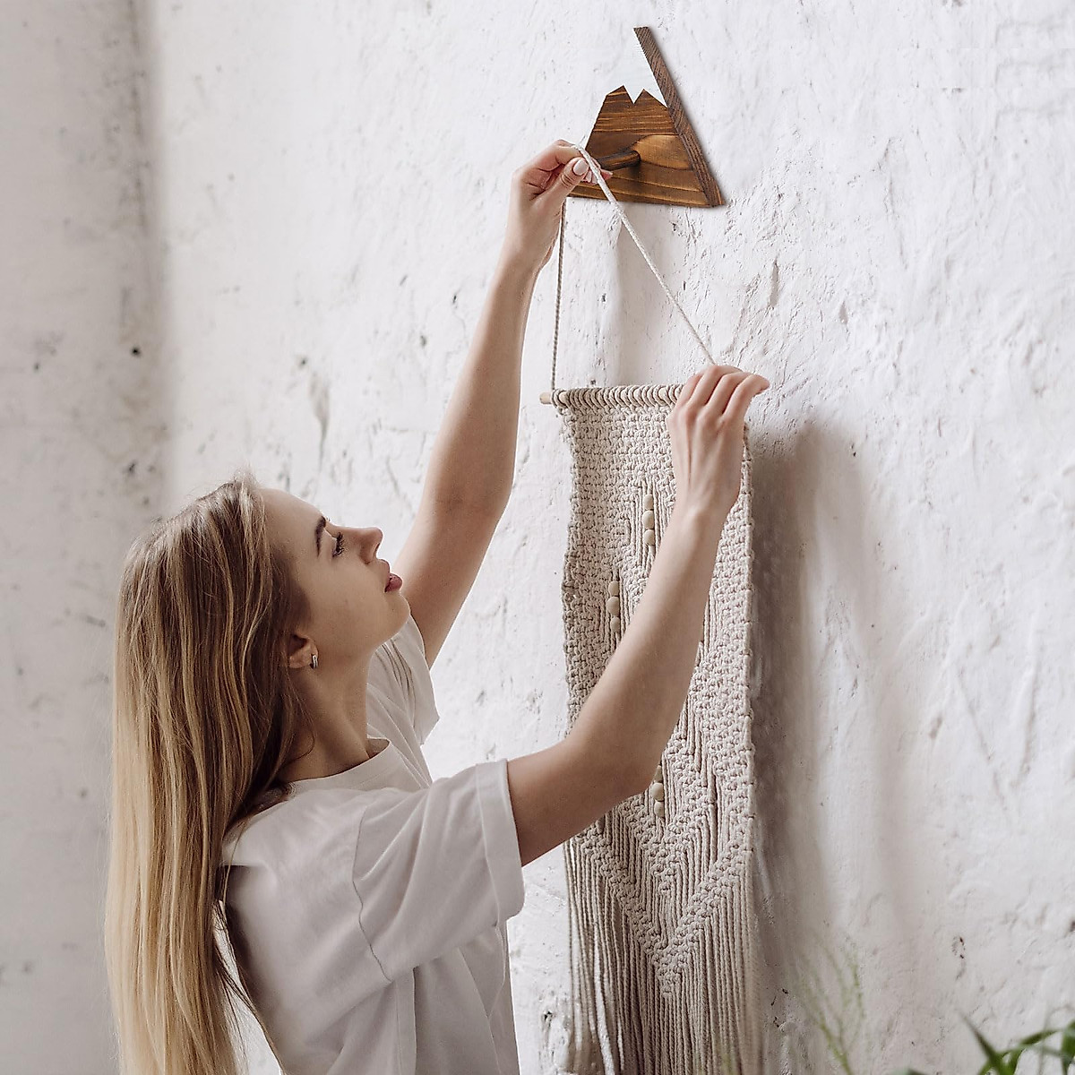 Barydat 3 Pcs Nursery Wall Hooks Wooden Coat Hooks Wall Mount Forest Woodland Nursery Decor Entryway Decorative Mountain Hooks for Towel Hat Bedroom Newborn Baby Shower Gifts(Brown)