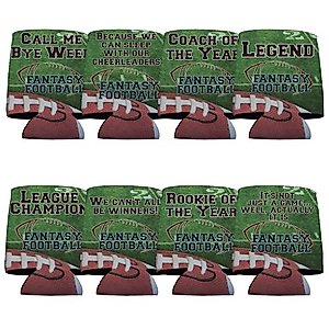 VictoryStore Can and Beverage Coolers - Fantasy Football, Set of 8 Different Designs