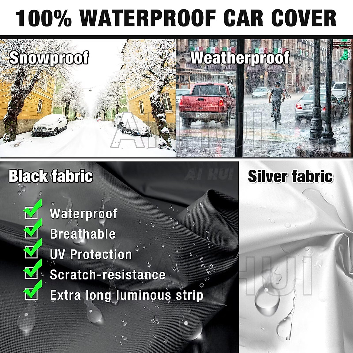 Waterproof Car Cover, Car Cover Compatible with Toyota Supra MK5 (2020-2023), AI HUI Car Cover Waterproof All Weather, 100% Waterproof Outdoor Full Car Cover with Zipper Cotton