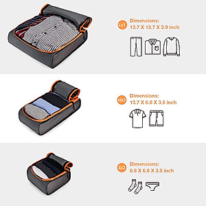 BAGSMART Keep Shape Packing Cubes for Travel, 6 Set Travel Cubes for Packing, Lightweight Suitcase Organizer Bags Set for Travel Essentials Grey