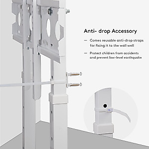 unho Universal Against The Wall TV Stand Floor: Free Standing Mount Stand with Height Adjustable Bracket for TV Bench Compatible with 32-65 inch Flat Panel LED LCD Plasma Screens (White)