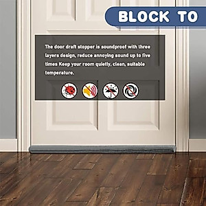 SYIPO Door Draft Stopper Adjustable 37", Twin Door Draft Blocker Cuttable & Washable, Draft Door Stopper Energy Saving Door Weather Stripping Reduce Noise Window Breeze Blocker Door Sweeps, White