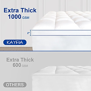 KAYFIA Full Mattress Topper,Extra Thick Mattress Pad Cover for Deep Sleep,3D+7D Snow Down Alternative Fill Overfilled Plush Pillow Top with 8-23 Inch Deep Pocket-White