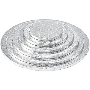 DecoPac Round Cake Drum, Pack of 5, 6", Silver