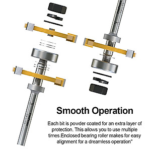 FivePears 2 Pieces of Tongue and Groove Router Bits Set with 1/4" Shank,3 Teeth T Shape Wood Milling Cutter Woodworking Tool