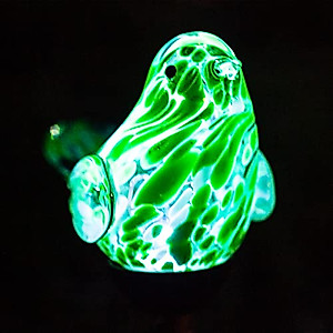 Exhart Garden Solar Lights, Decorative LED Bird Garden Stake, Hand Blown Glass and Metal Outdoor Decoration, Green, 5.5 x 31 Inch