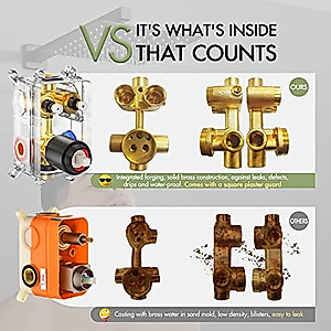 Bostingner Matte Black Shower System, Shower Faucet Set with 3 Way Pressure Balance Valve and Trim Kit All Metal 10 Inch Rainfall Shower Head System Wall Mounted Can Use All Faucets At Same Time