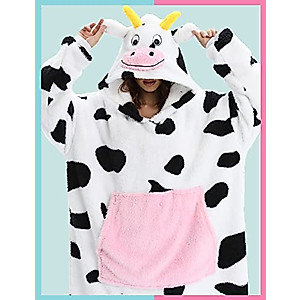 Oversized Wearable Blanket Sweatshirt for Adult Cute Animal Hoodie Blanket Jacket with Sleeves and Giant Pocket