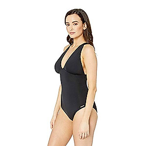 Michael Kors Urban Gypsy High Neck Shirred Cross Front One-Piece Black 8