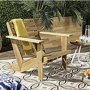Safavieh PAT6746A Outdoor Collection Lanty Teak Adirondack Side Chair, Natural