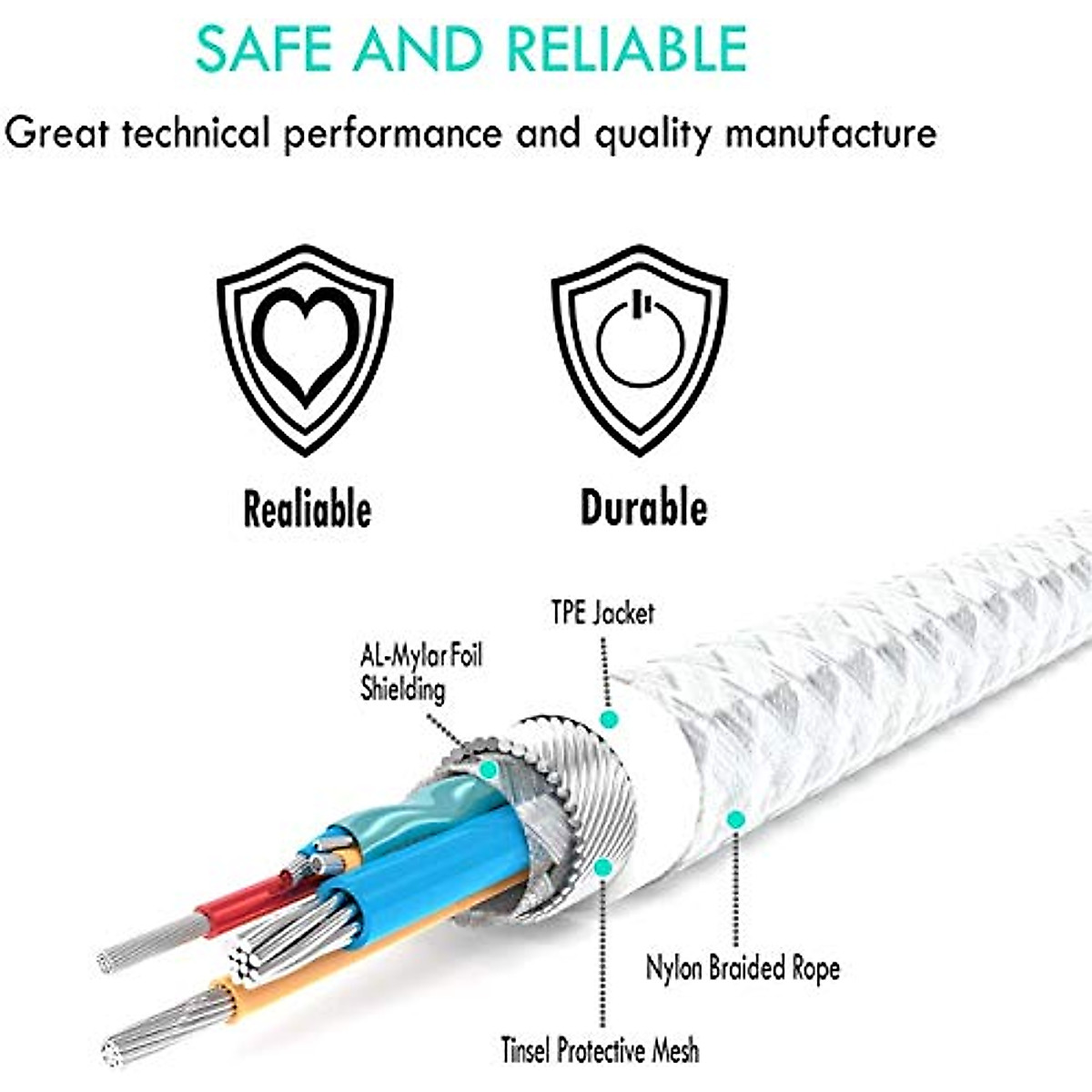 TecMad Short iPhone Charging Cable [C89 Apple MFi Certified] 90 Degree Lightning Cable, Nylon Braided Data Sync Cord for iPhone 14/13/12/11 Pro Max/XS MAX/XR/XS/X/8/7/Plus/6S/6/iPad and More - 0.65ft