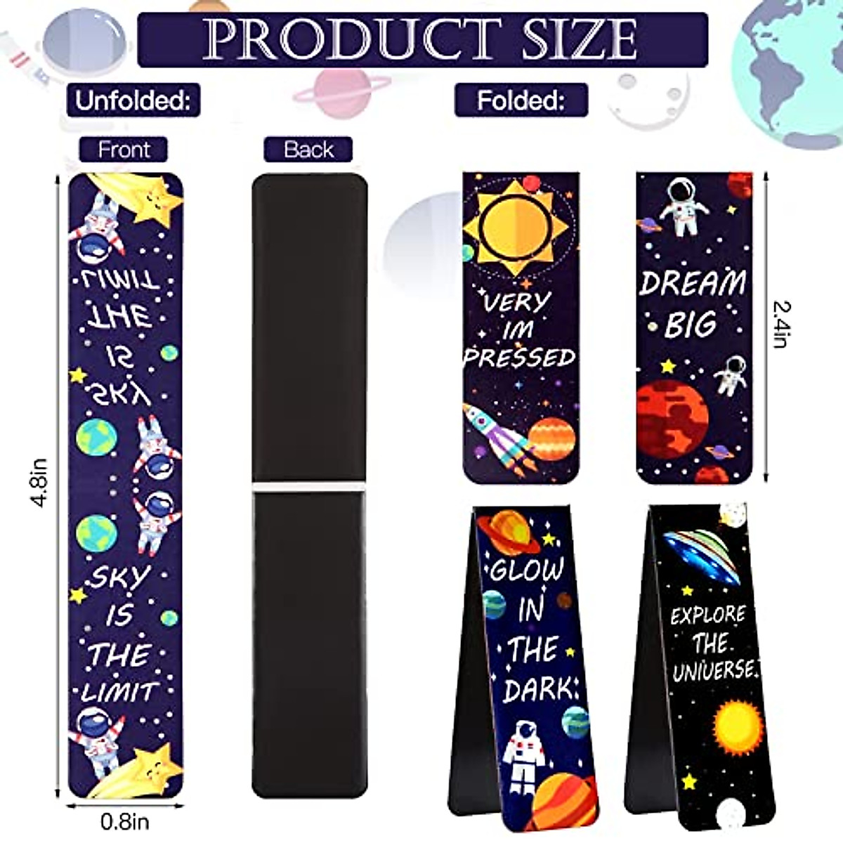 32 PCS Magnetic Bookmarks, ZYNERY Space Book Marks Moon Roaming Assorted Bookmark Sets, Book Markers for Women/Men/Students/Kids/Book Lovers/Readers/Birthday Gift, 16 Styles