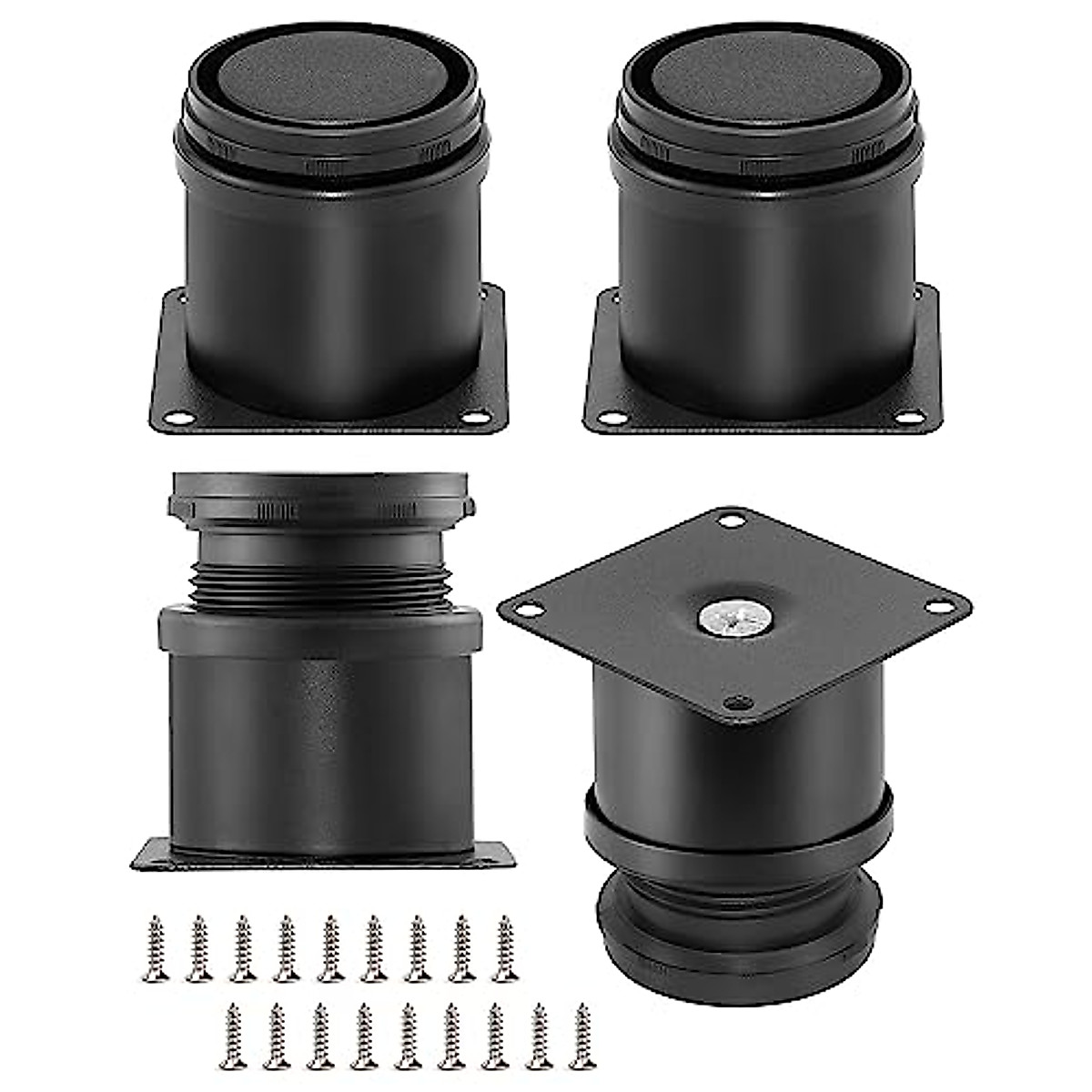 HDAJY Furniture Legs,Table Legs, 2 Inch Legs for Furniture Set of 4, Black Couch Legs, Stainless Steel Adjustable Furniture Legs +16pcs Screw.