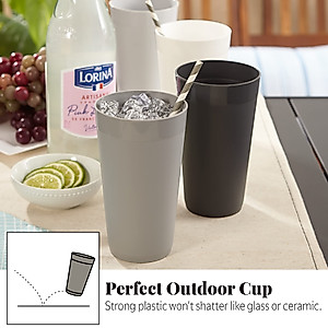 US Acrylic Newport 20 ounce Unbreakable Plastic Stackable Water Tumblers in Grey Stone | Set of 12 Drinking Cups | Reusable, BPA-free, Made in the USA, Top-rack Dishwasher and Microwave Safe