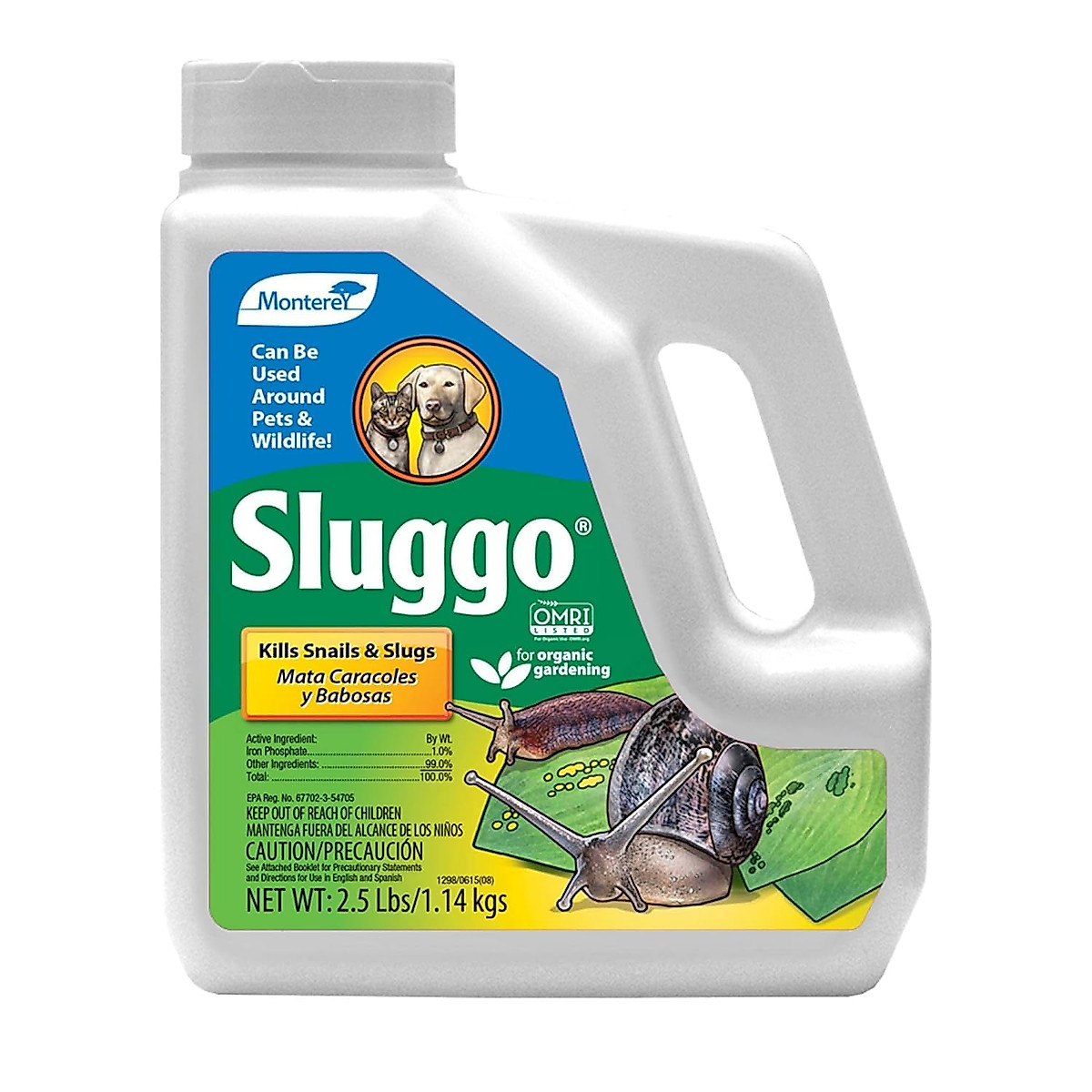 Monterey Sluggo Wildlife and Pet Friendly Snail & Slug Killer, OMRI Listed for Organic Gardening - 2.5-Pounds