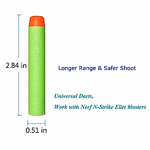 AMOSTING Refill Darts 100PCS Bullet for Nerf N-Strike Elite 2.0 Zombie Strike Rebelle - Green with Storage Bag