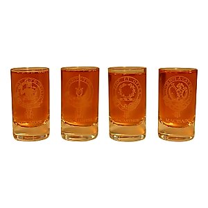 Collins Glencairn Clan Crest Crystal Dram Tot Glass - Livingstone MacAllister MacArthur MacBain