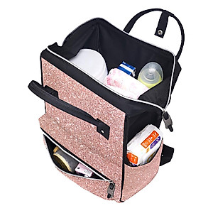 Rose Gold Glitter Diaper Tote Bags Mummy Backpack Large Capacity Nappy Bag Nursing Traveling Bag for Baby Care