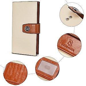 BOSTANTEN Genuine Leather Backpack Purse Casual College Travel Bags for Women and Womens Wallet Genuine Leather Wallets Large Capacity Cash Cluth Purses with Zipper Pocket