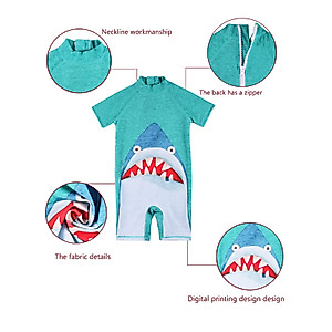 Baby Toddler Boys Bathing Suits One-Piece Zip Swimsuit Short Sleeve Rash Guard Swimwear Sunsuits with UPF50+ Sun Protection for Summer Beach (Lightning,3-6M)