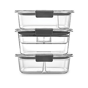 Rubbermaid 12-Piece Brilliance Food Storage Containers, Clear/Grey & Brilliance Food Storage Container, Large, 9.6 Cup, Clear 1991158