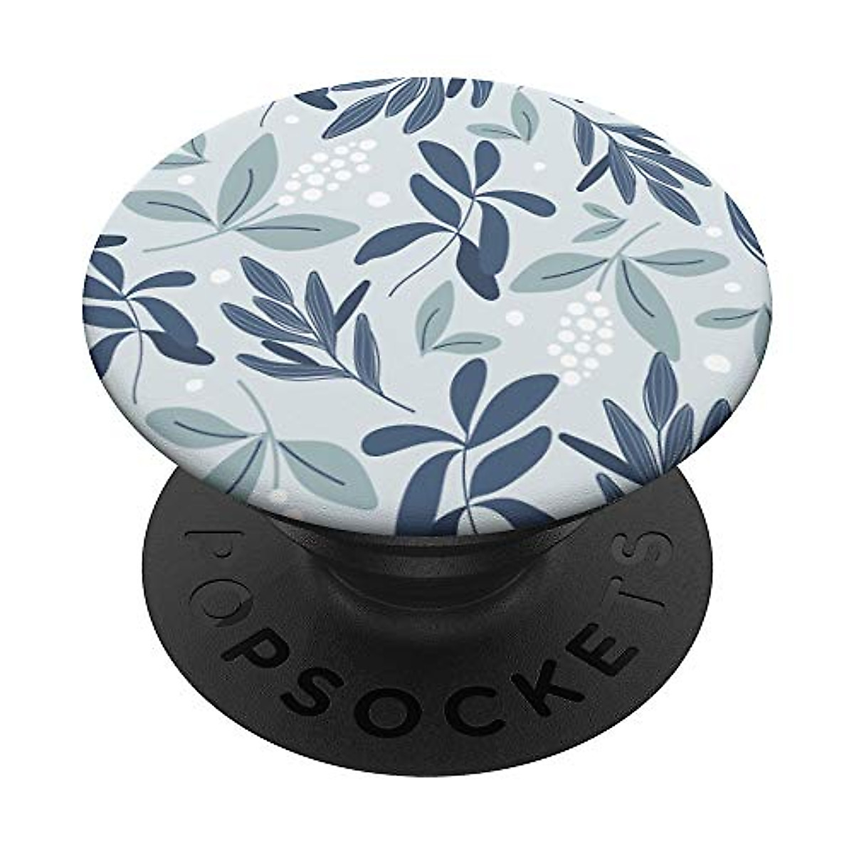 Blue Botanical Foliage & White Berry Floral Bud Pattern PopSockets PopGrip: Swappable Grip for Phones & Tablets