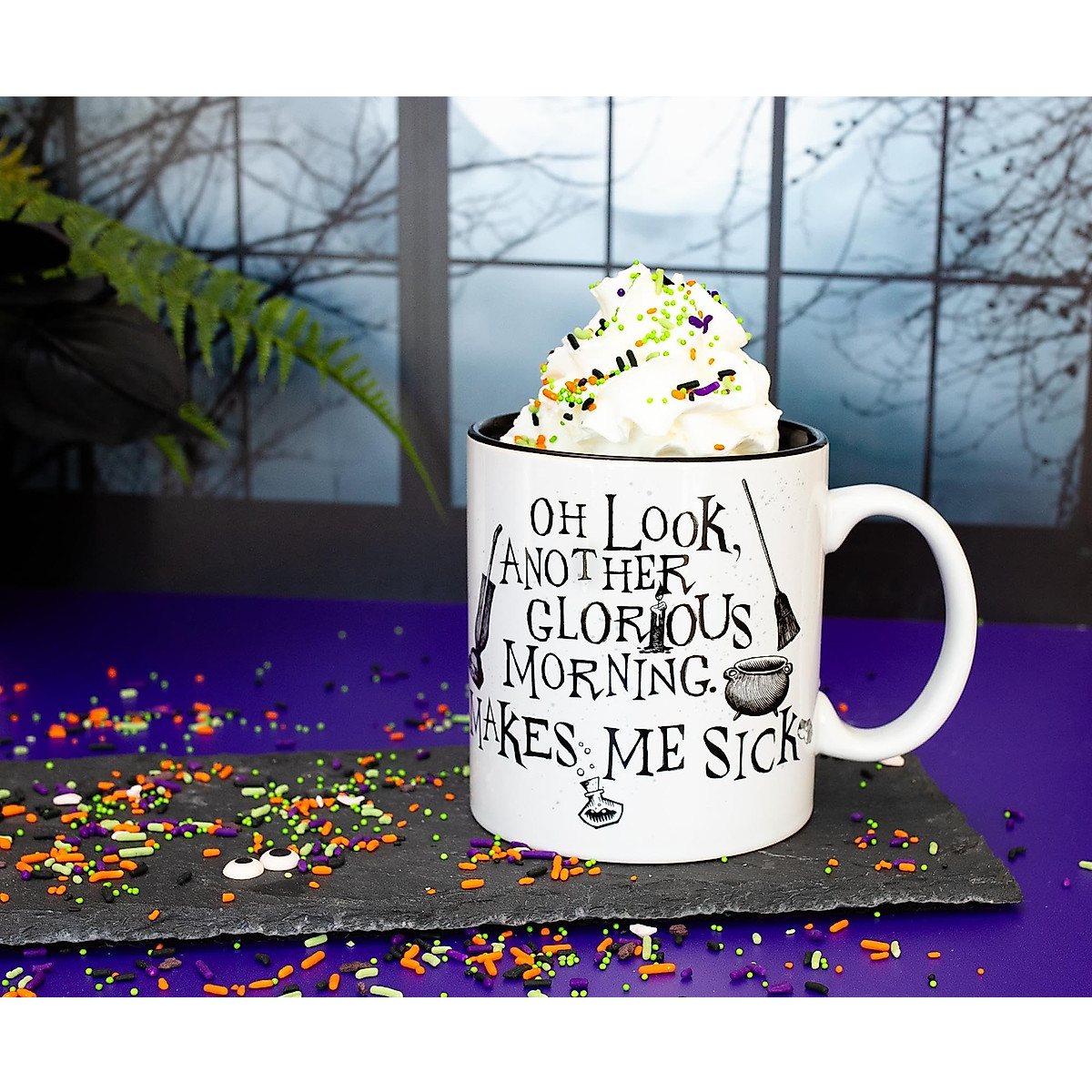 Disney Hocus Pocus "Makes Me Sick" Ceramic Mug | Large Coffee Cup For Tea, Espresso, Hot Chocolate | Holds 20 Ounces