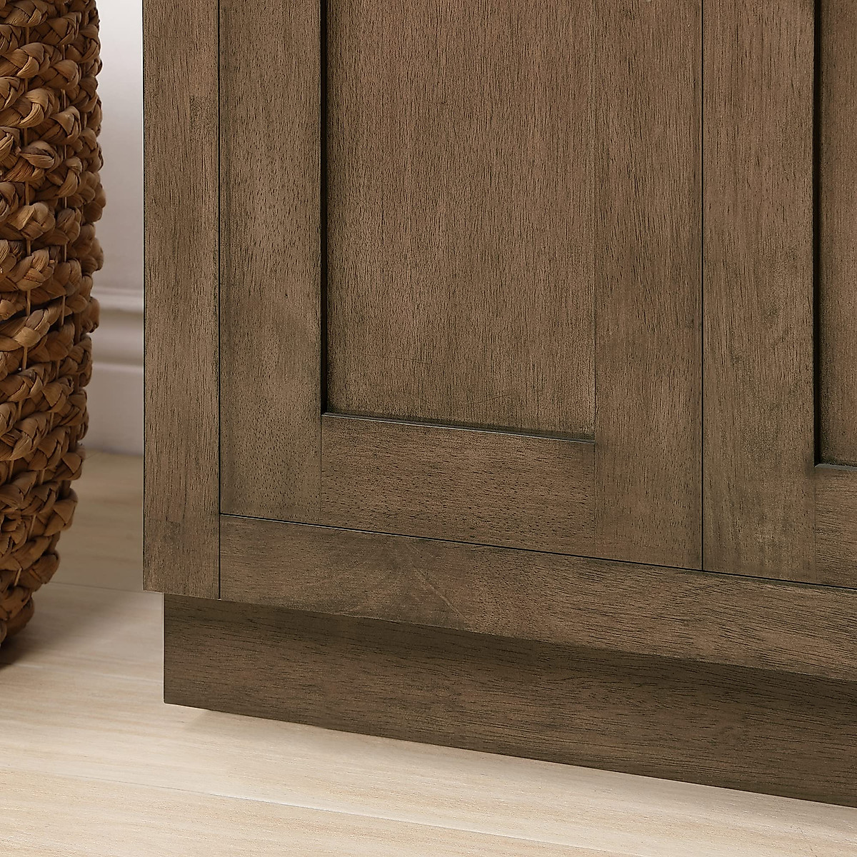 OVE Decors Maya Plus 72 in. Double Sink Bathroom Vanity in Almond Latte Finish, Black Hardware and Included Power Bar