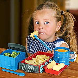 KidsFunwares Chew-Chew Train Kids Dinnerware Set with Utensils, Blue