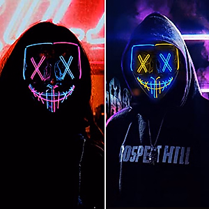 Stegosaurus 2 Packs LED Mask, Halloween Led Mask Light Up Mask with 3 Light Modes for Festival Party, 2 Colors