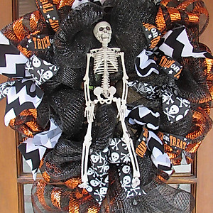 Oun Nana Halloween Posable Skeleton 16” Full Body Plastic Halloween Skeletons with Movable Joints, Mini Poseable Skeleton Toy for Halloween Party Decorations