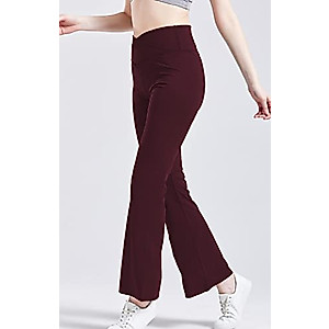 DANI CHINS Women's Casual Bootcut Yoga Pants V Crossover High Waisted Flare Workout Leggings (Burgundy, M)