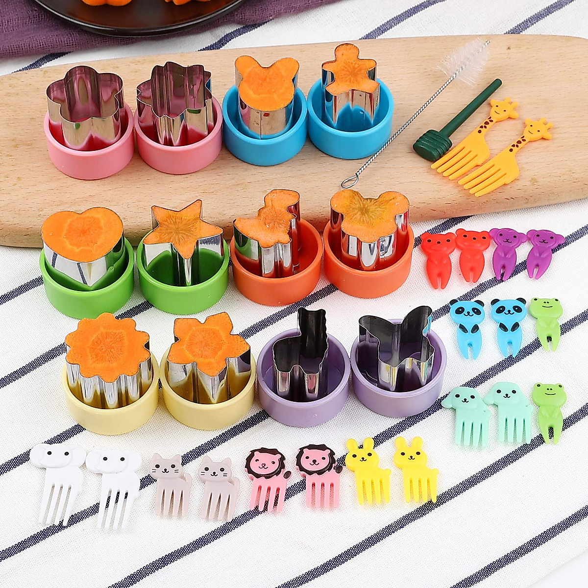 FIRETREESILVERFLOWER 1.5in Vegetable Cutter Shape Set-12PCS Mini Cookie Cutters Fruit Biscuit Pastry Mold Children's Baking and Food Supplement Tool Accessories.(20 Forks)