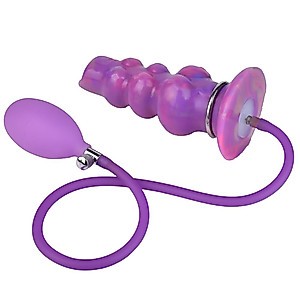 Fantasy Ovipositor Dildo Hollow Tunnel with 5 Eggs Adult Sex Toy for Women, Couples, 6.89'' Knotted Luminous Dildo Anal Sex Toys - Purple Inflatable Pump