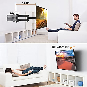 ELIVED TV Wall Mount for Most 13-30 inch TVs and Monitors, Swivel and Tilt Full Motion TV Mount Brackets, Rotation Articulating Extension Arm, Single Stud for Corner, Max VESA 100x100mm, 33 lbs.