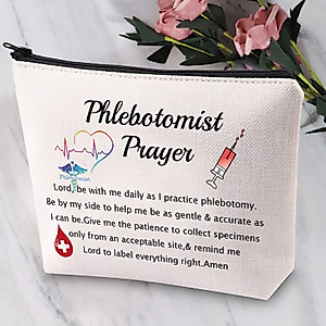 JYTAPP Phlebotomist Gifts Phlebotomist Prayer Cosmetic Makeup Bag For Women Phlebotomy Technician Gifts PBT Nurse Graduation Gifts Phlebotomist Nurse Lab Tech Gifts