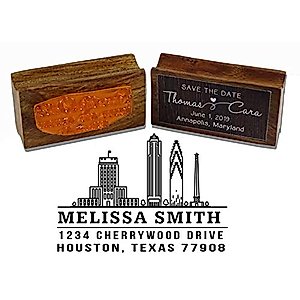 Printtoo Custom Address with Texas City Deign Personalized Wood Mounted Envelope Rubber Stamp