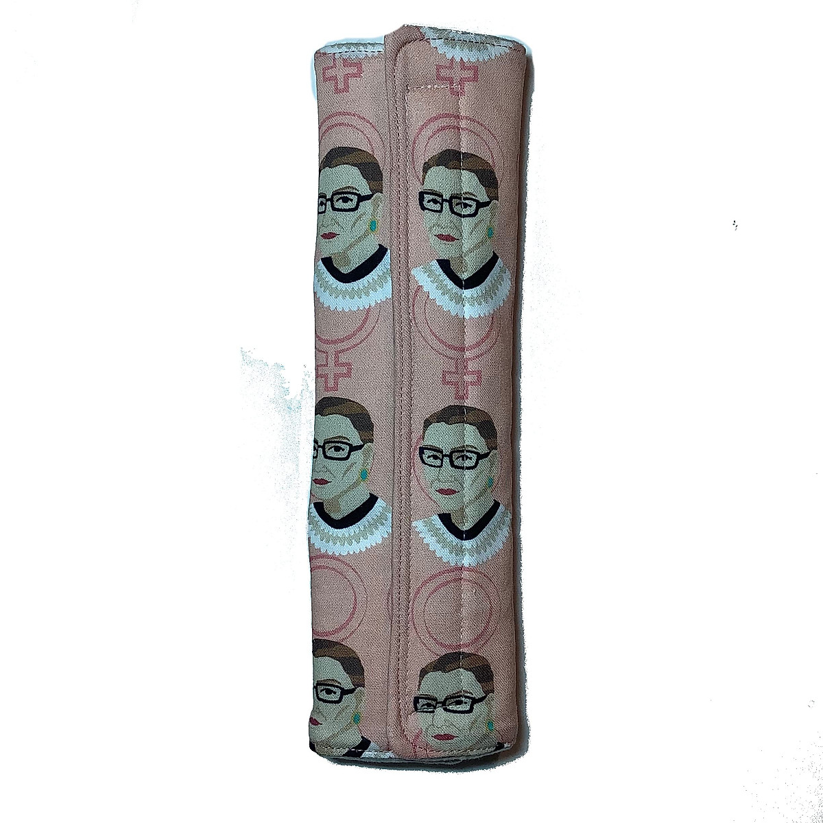 RBG Tribute Car Seatbelt Cover Ruth Bader Ginsburg Feminist, 100% Cotton Washable Padded Soft, Made in USA, Seat Belt Shoulder Strap Cushion, Neck Pad (Medium, RGB Bust on Coral)