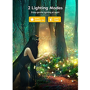 Solar Garden Lights - 4 Pack 12 LED Solar Firefly Lights with 2 Lighting Mode, Sway by Wind, Waterproof Solar Decorative Lights, Solar Outdoor Lights for Yard Patio Walkway Decoration, Warm White