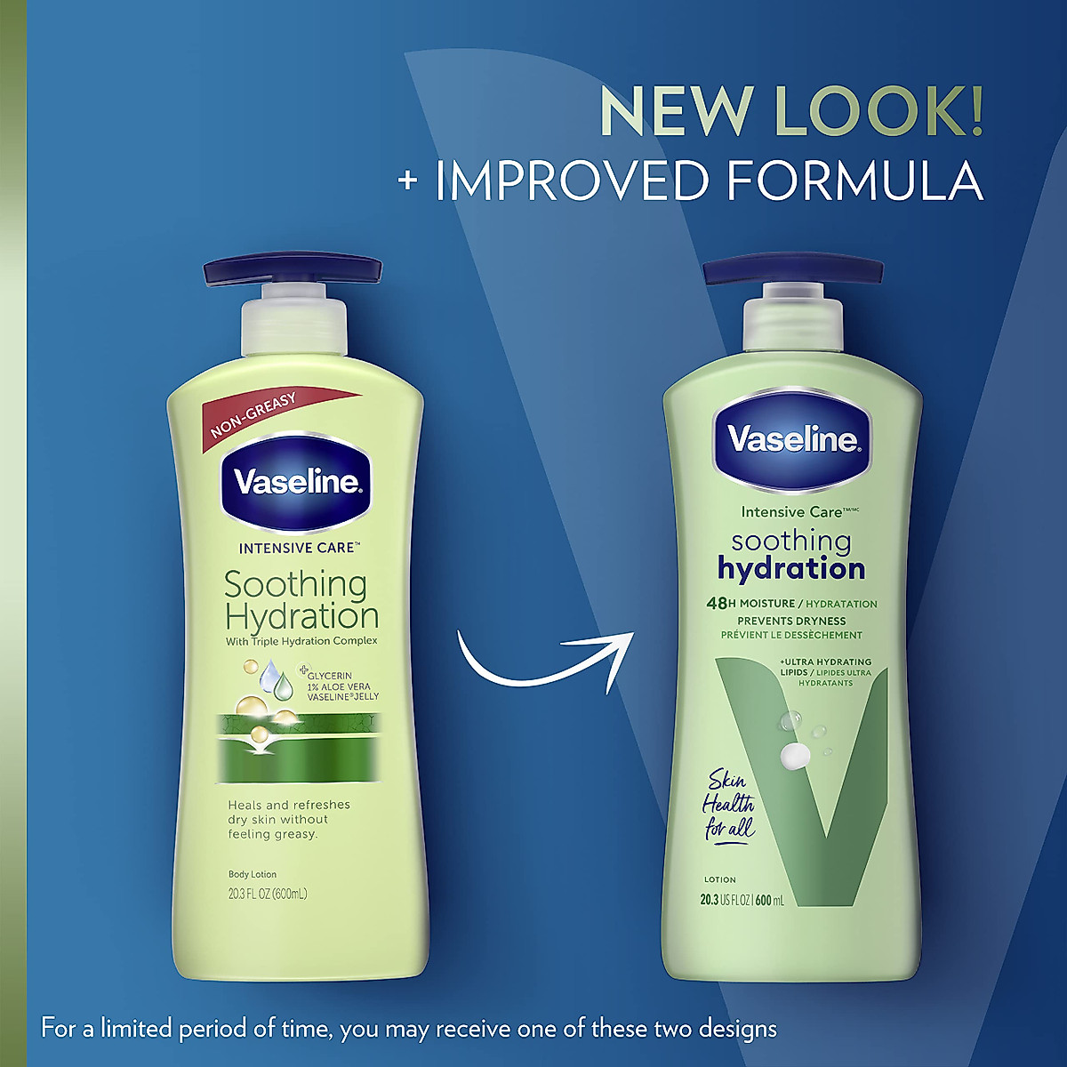 Vaseline Intensive Care Body Lotion for Dry Skin Soothing Hydration Lotion Made with Ultra-Hydrating Lipids + 1% Aloe Vera Extract to Refresh Dehydrated Skin 20.3 oz, Pack of 3