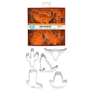 R&M International Southwest Cookie Cutters, Cactus, Coyote, Cowboy Boot, Hat, Longhorn, 5-Piece Set