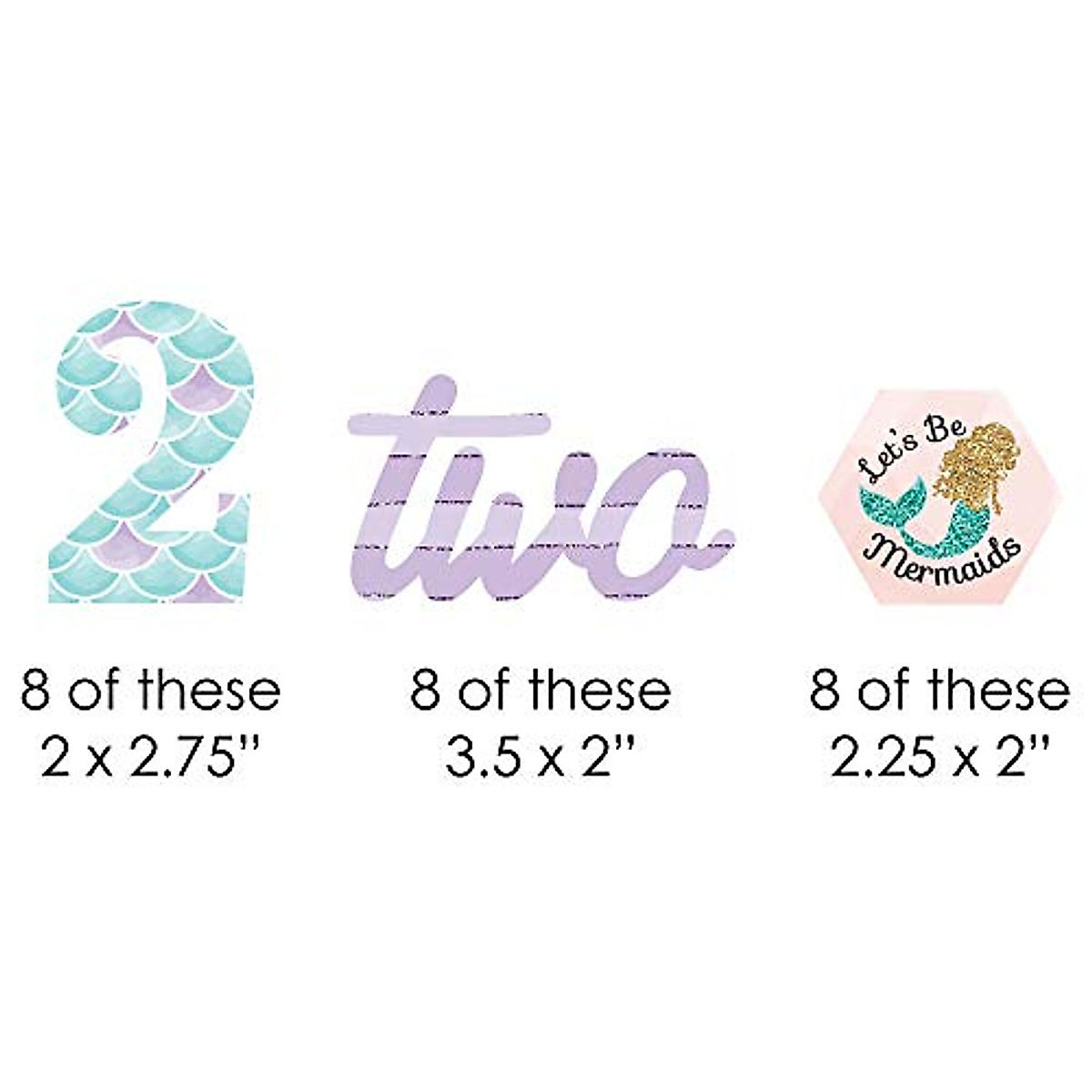 2nd Birthday Let's Be Mermaids - Paper Straw Decor - Second Birthday Party Striped Decorative Straws - Set of 24