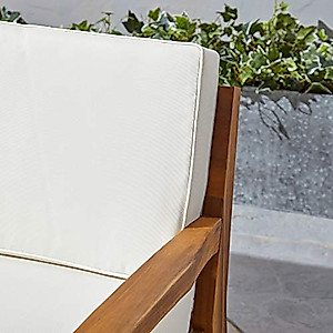 GDFStudio Parma Outdoor Acacia Wood Club Chairs with Cushions (Set of 2), Teak and Beige