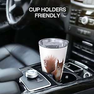 jshmgchw 3d Cute Squirrel 20oz Tumbler, Car Cup With Lid And Straw, Spill-Proof, Stainless Steel Double Wall Vacuum Insulated Reusable Coffee Travel Mug, For Cold Drinks, Hot Beverage