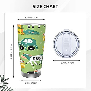 AYCZN Cartoon Cow 20 OZ Tumbler Stainless Steel Travel Coffee Mug, Moo Insulated Water Bottle with Lid Leakproof Thermal Cup