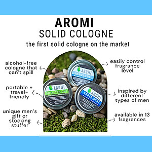 Aromi Solid Cologne | Sweet, Vanilla, Musk Fragrance, Vegan and Cruelty-free Scent, Portable, Travel, Small Gift, Men's Stocking Stuffer, Alcohol-free (Handsome)