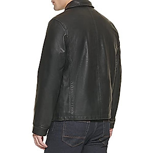 Dockers Men's James Faux Leather Jacket, Black w. Chest Zip, Large